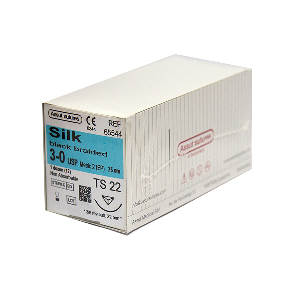 Assut Silk Sutures Black 3-0 22mm 3/8 RC 75cm (12pk) – MDS International
